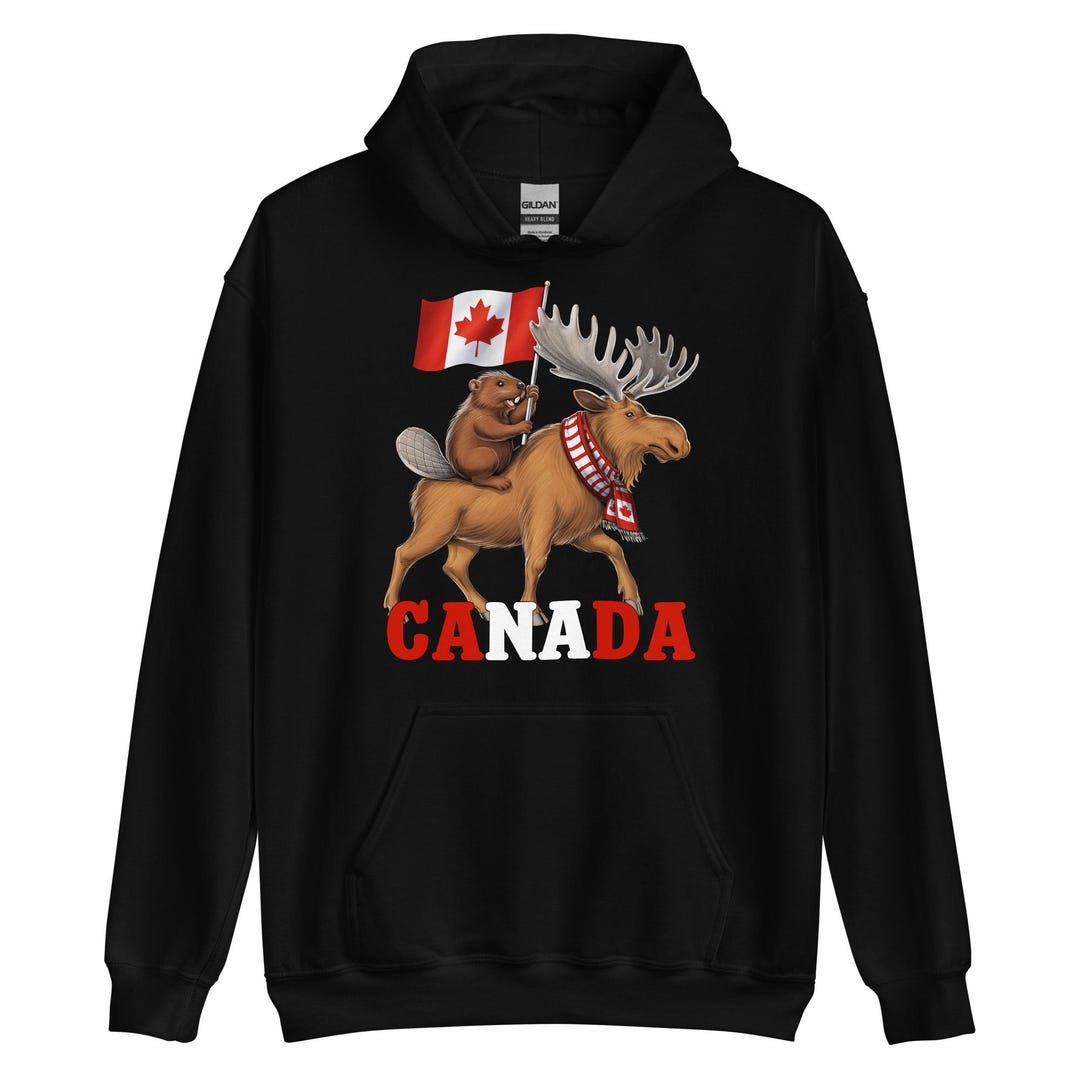 Canadian Moose Beaver Hoodie: Canada Flag Sweatshirt - Etsy