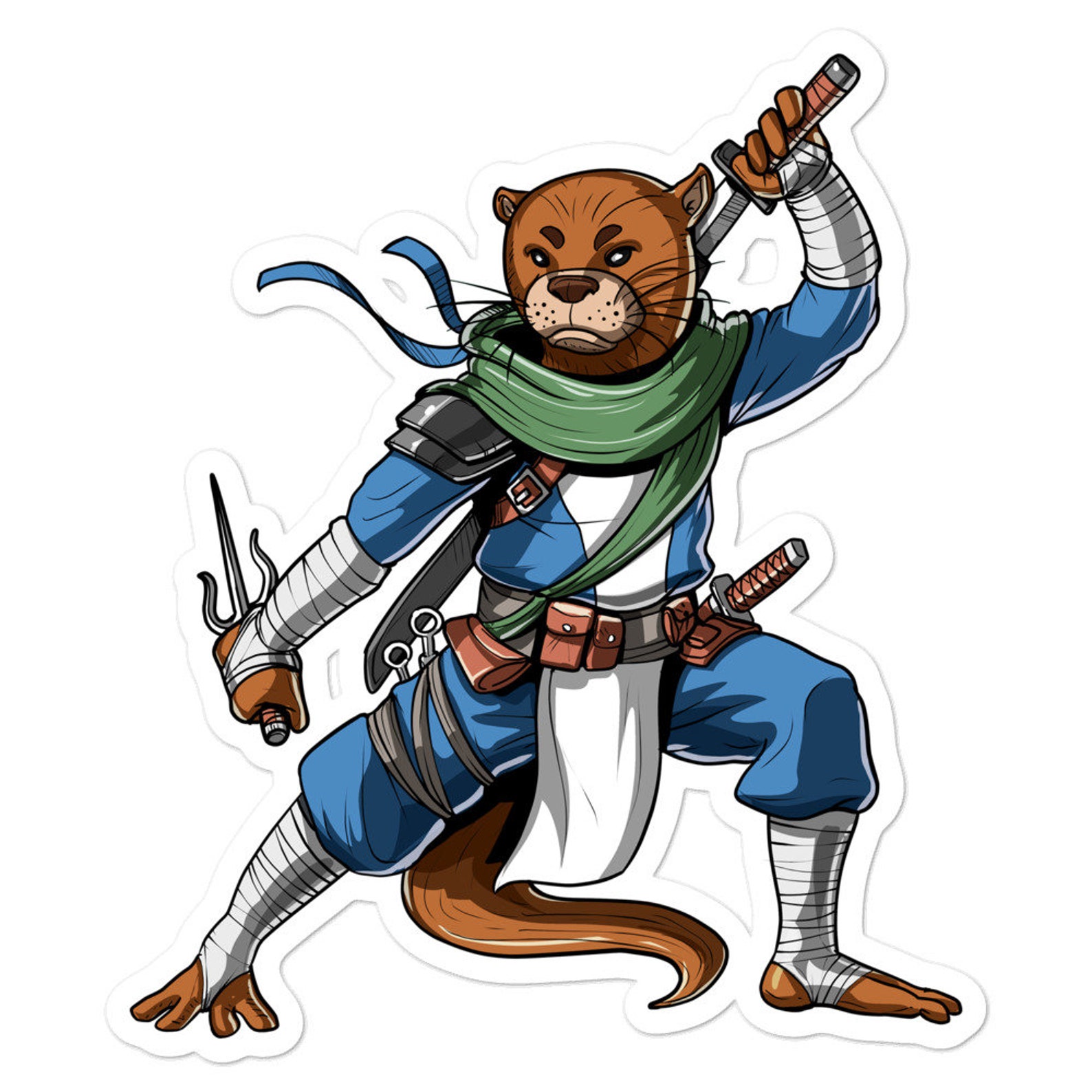 Otter Ninja Sticker Funny Otter Samurai Sticker Otter - Etsy