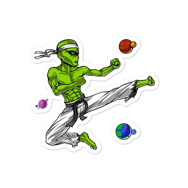 Space Alien Karate Sticker Martial Arts Decal Karate Lover - Etsy