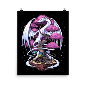 Dragon Cherry Blossom Tree Poster Fantasy Japanese Mythology Art - Etsy