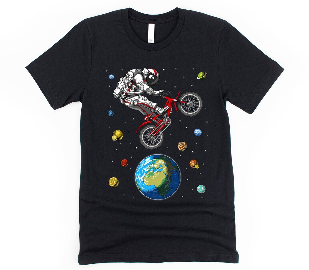 Space Astronaut Riding Bicycle Shirt Cycling Tee Cyclist - Etsy