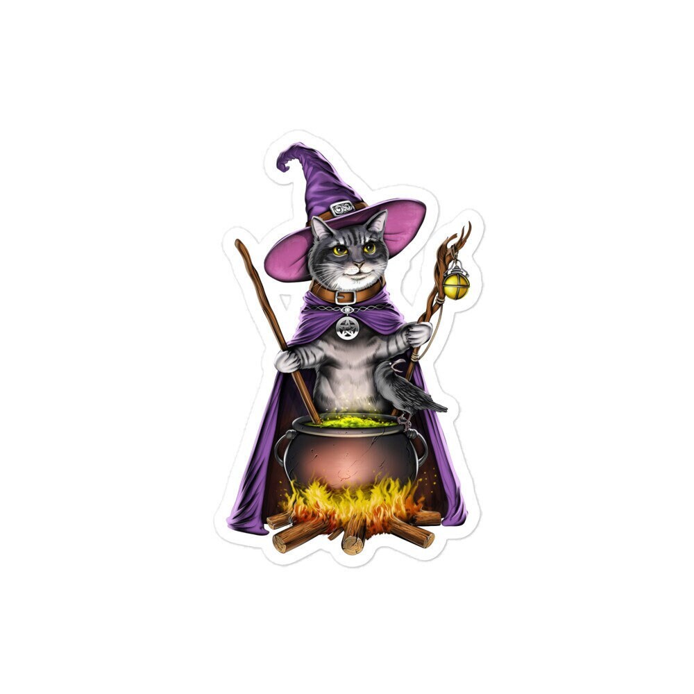 Cat Witch Sticker, Witchcraft Sticker, Spooky Stickers, Wiccan Sticker ...