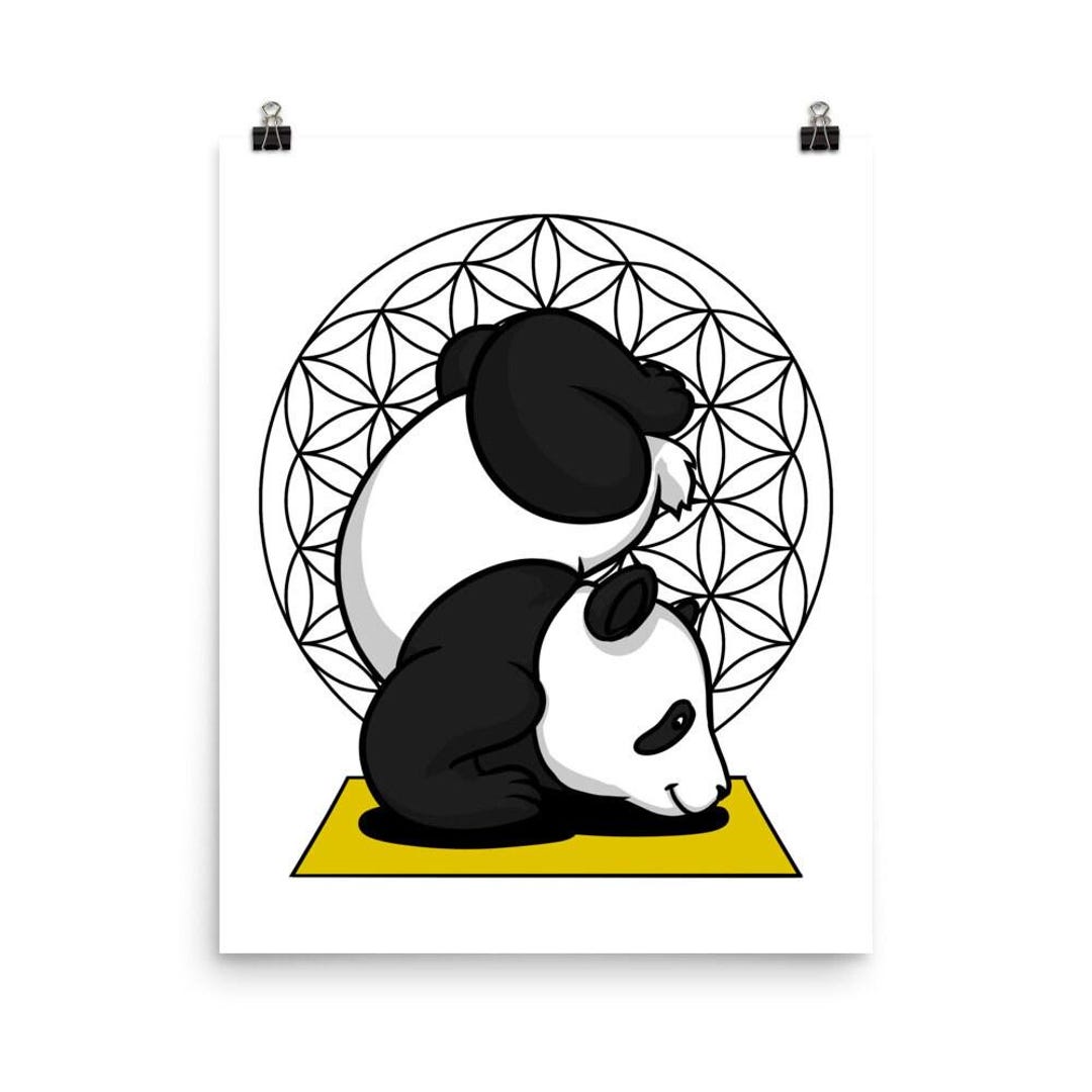 Panda Bear Yoga Poster - Zen Yoga Art Print - Funny Panda Wall Decor ...
