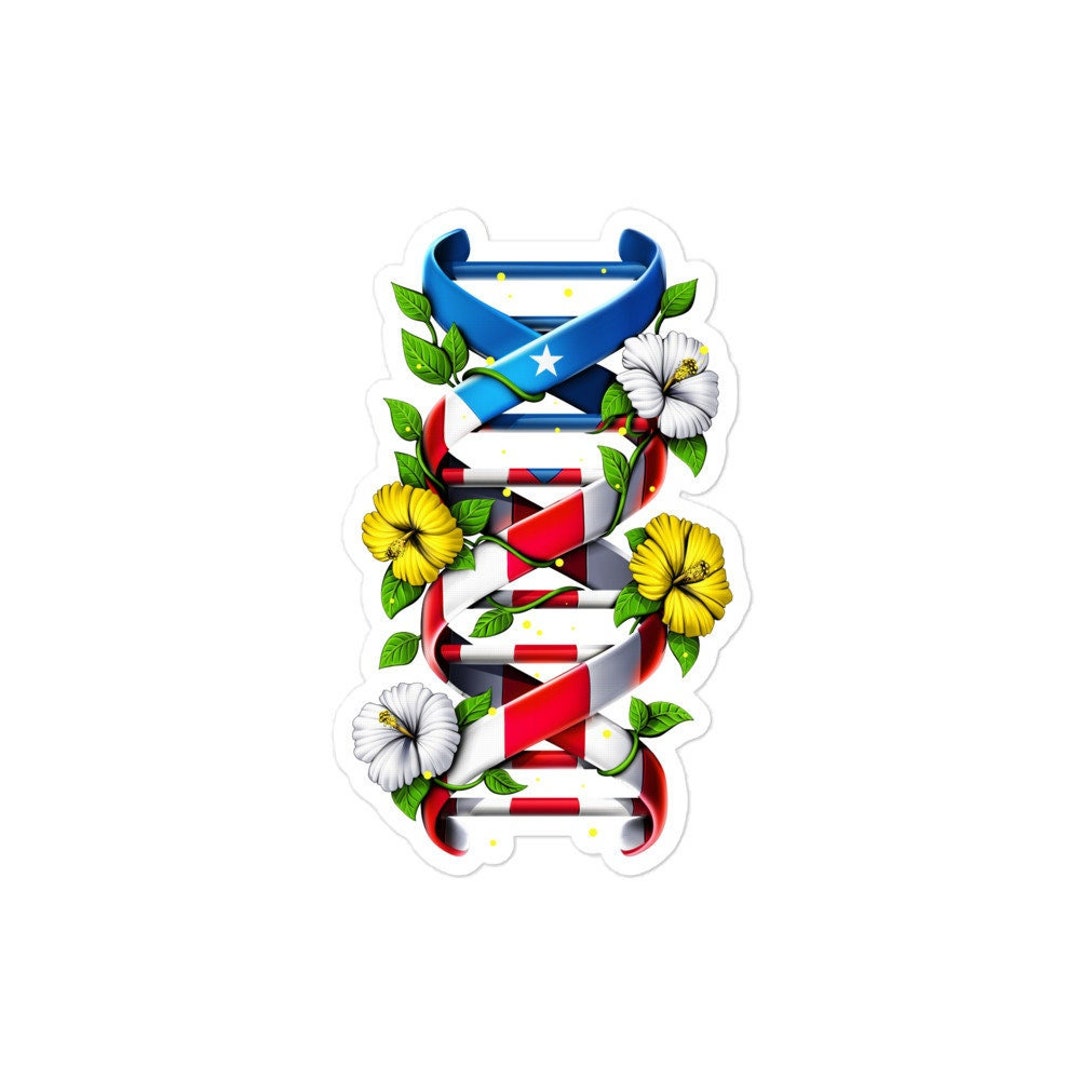 Puerto Rico DNA Sticker,boricua Sticker,puerto Rican Flowers Sticker ...
