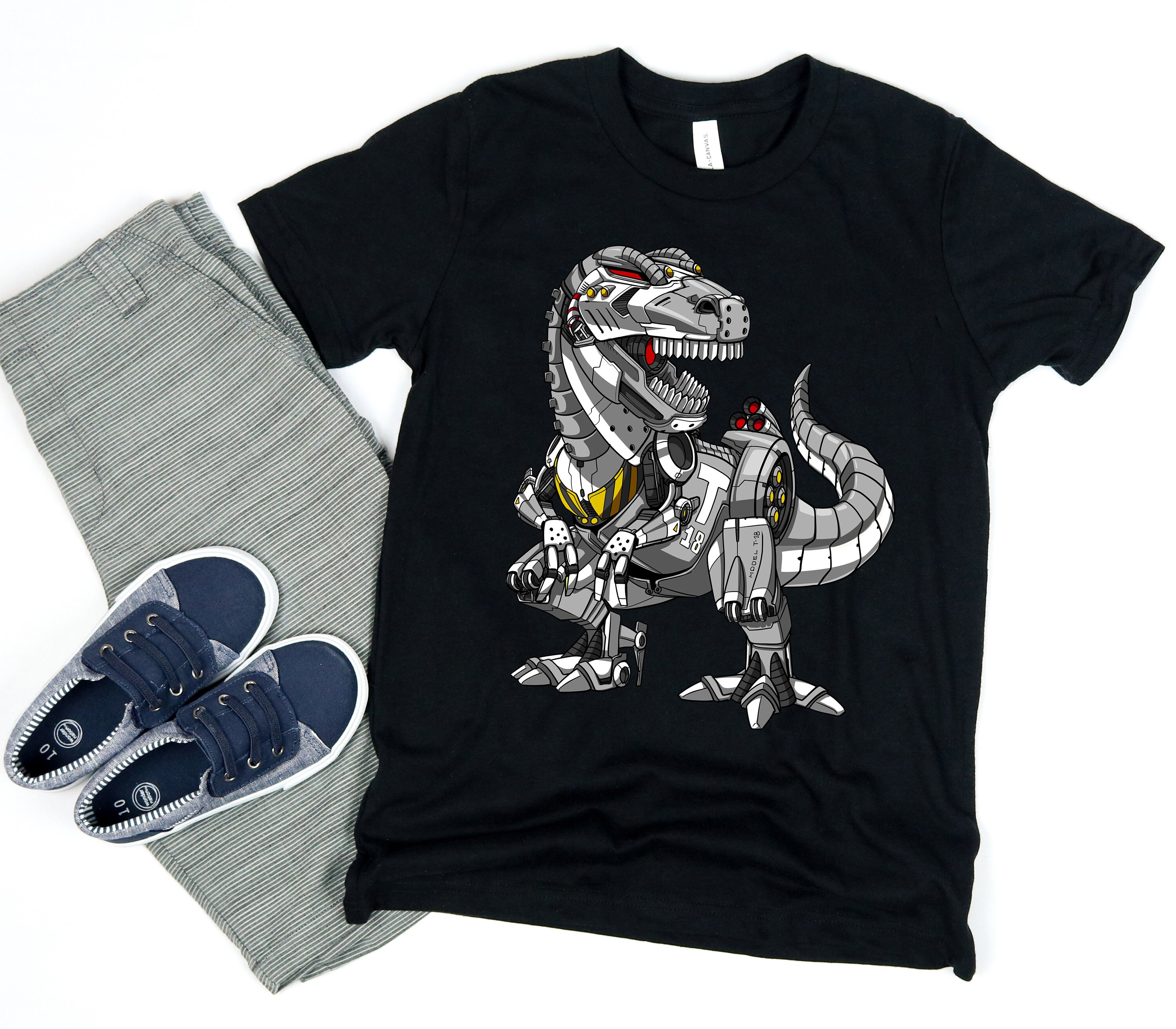 T-rex Dinosaur Robot Kids Shirt Boys Dinosaur Tee Robot - Etsy