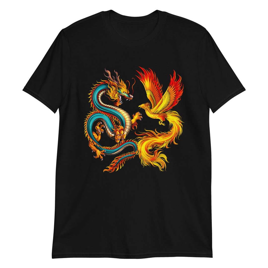 Chinese Dragon T-shirt, Phoenix Bird Tee, Japanese Dragon Shirt, Asian ...