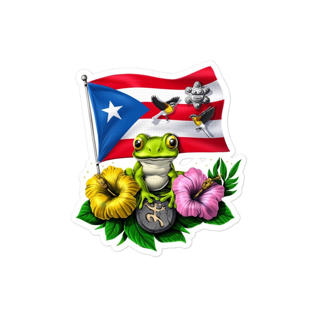 Coqui Frog Sticker, Puerto Rico Flag Sticker, Boricua Sticker, Taino ...