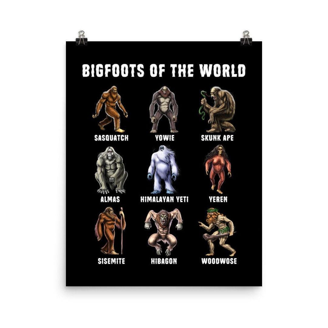 Bigfoot Poster, Cryptids Art Print, Cryptid Creature Wall Decor, Cryptozoology Room Decor ...