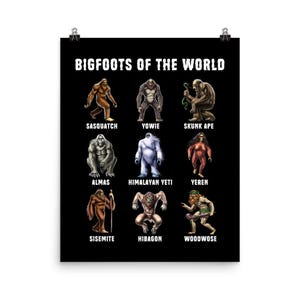 Bigfoot Poster, Cryptids Art Print, Cryptid Creature Wall Decor ...