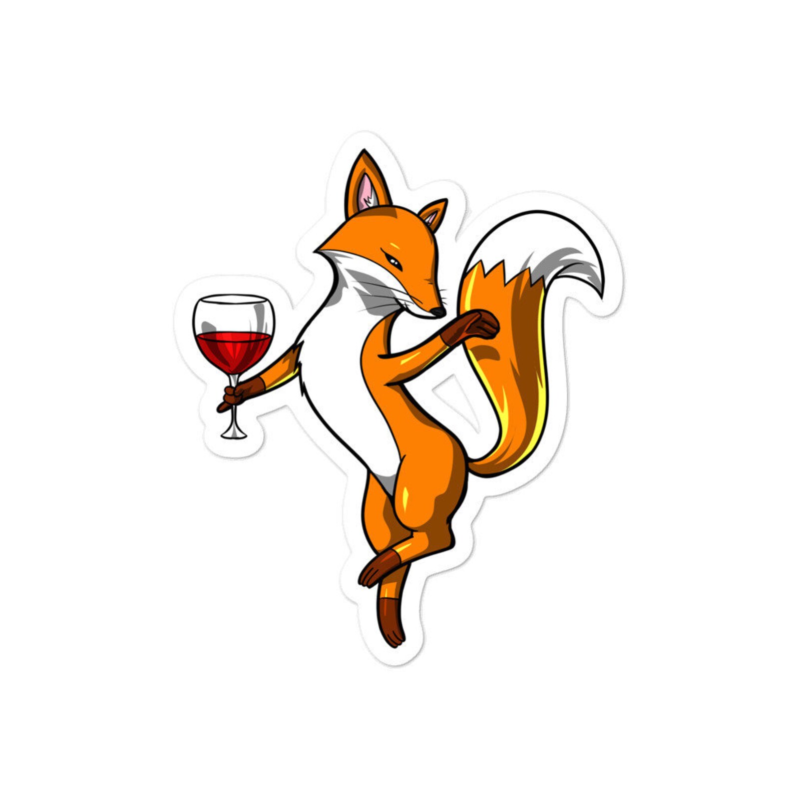 Fox Wine Drinking Party Sticker Fox Decals Womens Fox | Etsy