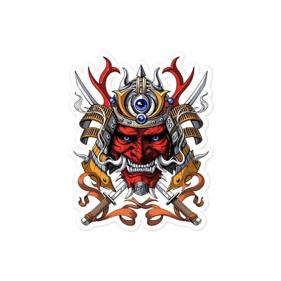 Japanese Demon Mask Sticker Samurai Warrior Stickers | Etsy