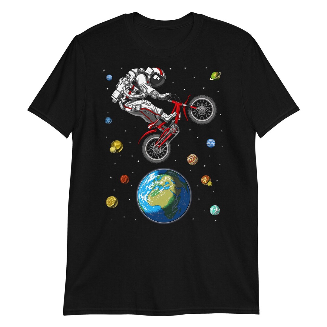 Space Astronaut Riding Bicycle Shirt, Cycling Tee, Cyclist T-shirt ...