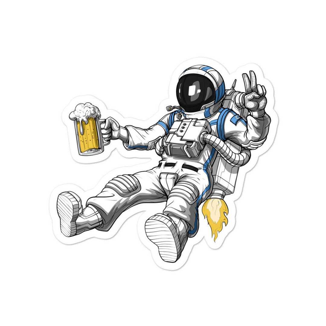 Space Astronaut Sticker, Party Vinyl Sticker, Funny Beer Sticker ...