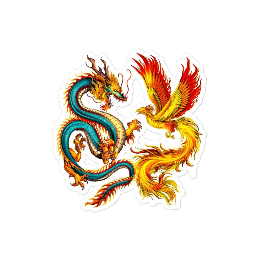 Chinese Dragon Sticker, Phoenix Bird Sticker, Japanese Dragon Sticker ...