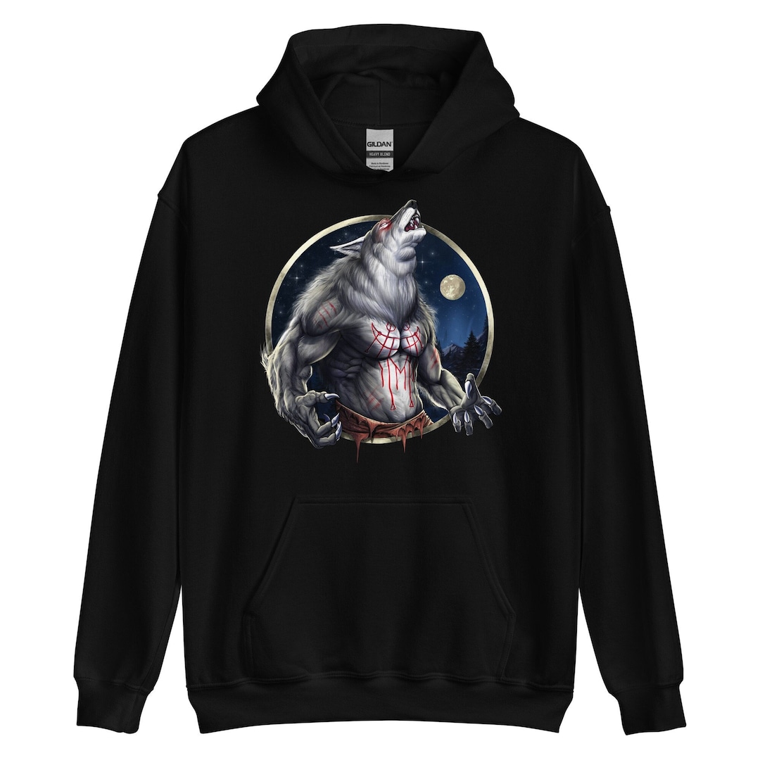 Werewolf Hoodie, Full Moon Hoodie, Howling Wolf Hoodie, Wolf Sweatshirt ...