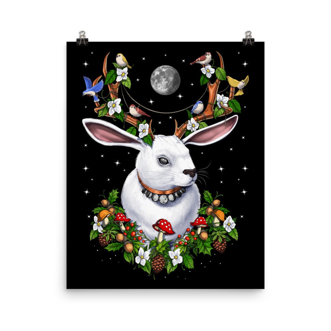 Jackalope Rabbit Poster Rabbit Antelope Posters Cryptids Art Print ...