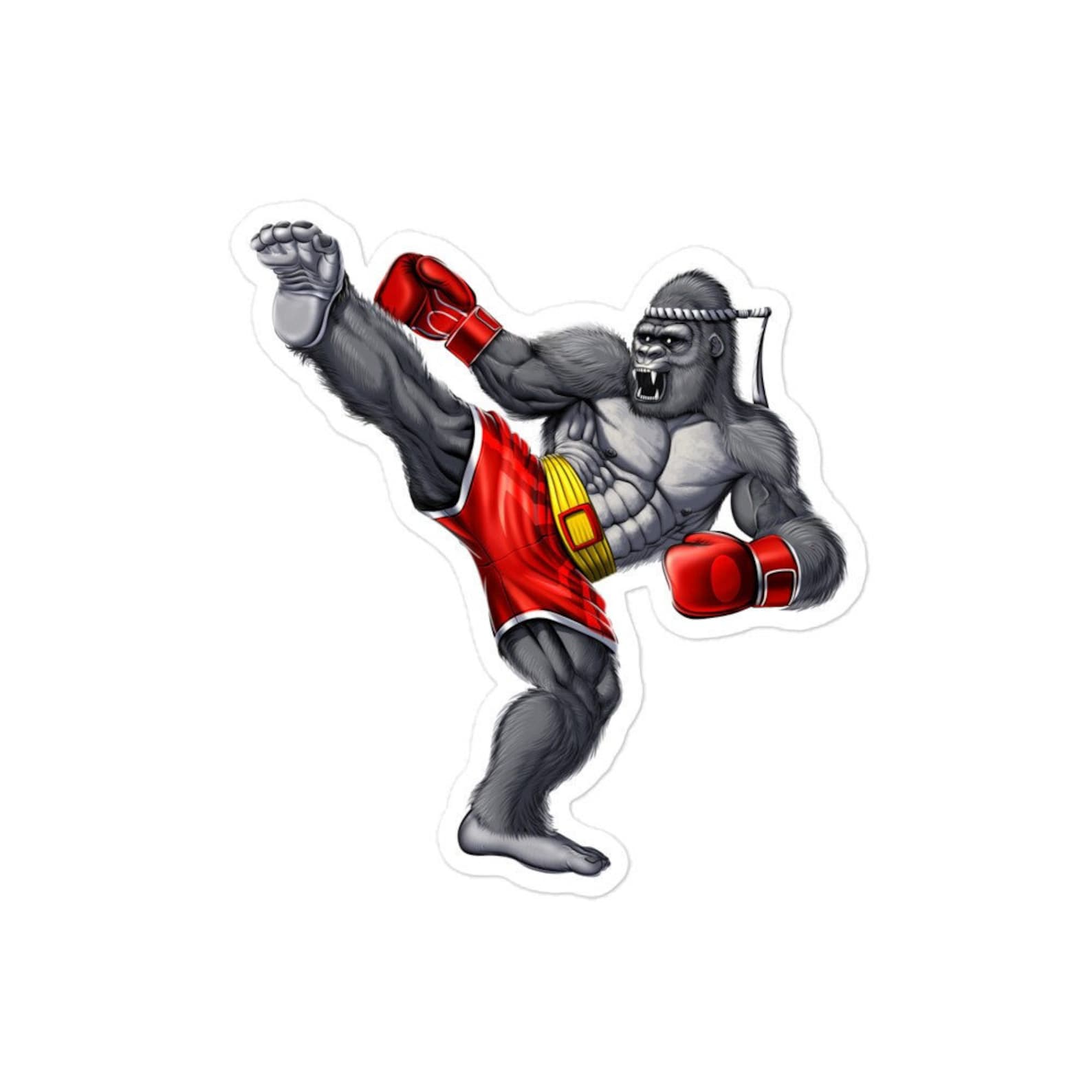 Gorilla Muay Thai Sticker, Thai Boxing Sticker, Karate Stickers ...