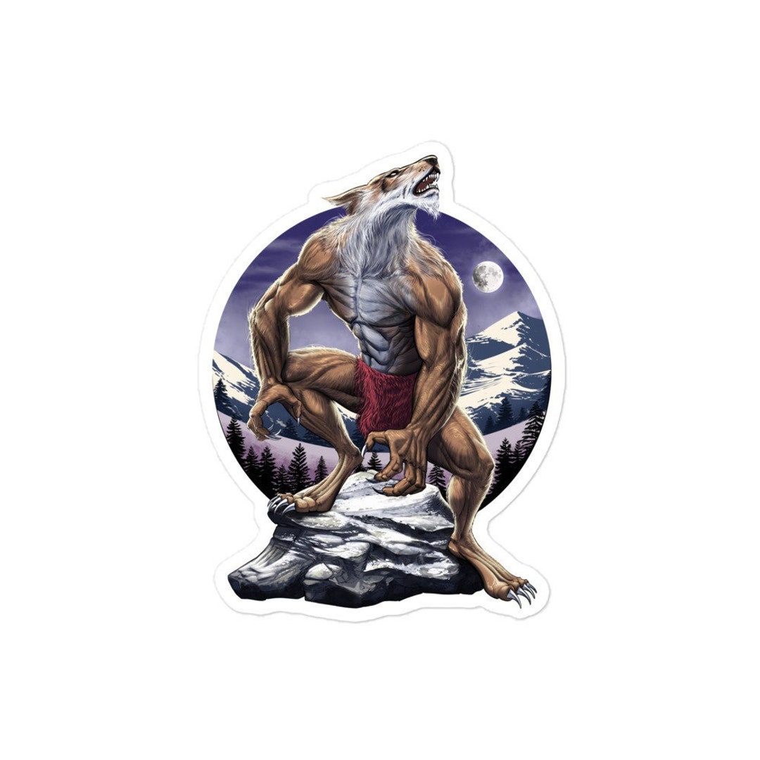 Werewolf Sticker - Full Moon Sticker - Wolf Howling Sticker - Werewolf ...