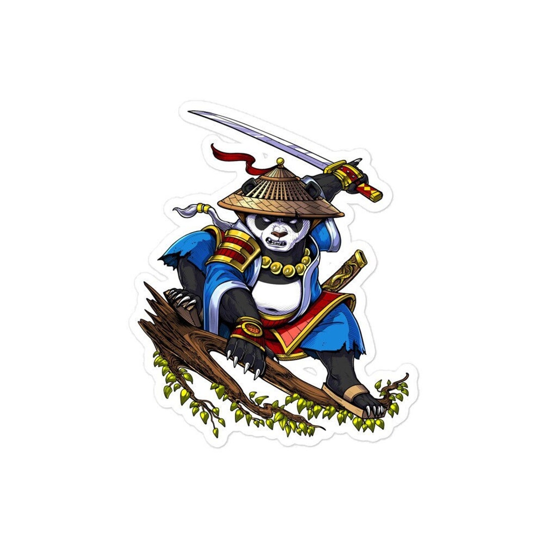Panda Bear Samurai Warrior Sticker - Funny Panda Ninja Boys Stickers ...