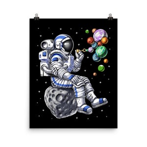 Space Astronaut Poster, Planets Art Print, Cosmic Poster, Solar System ...