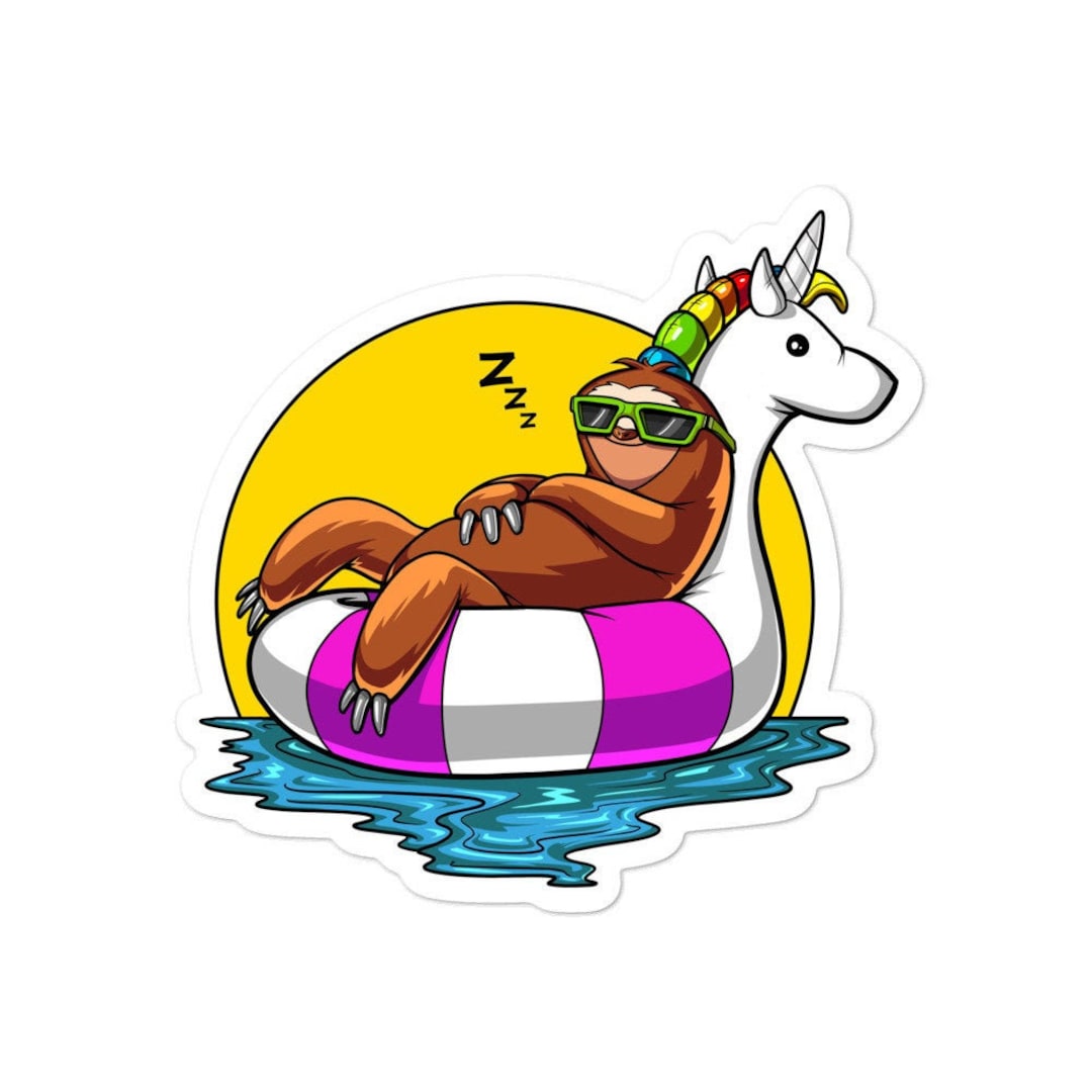 Sloth Unicorn Float Vinyl Sticker - Pool Party Sticker - Sloth Decals ...