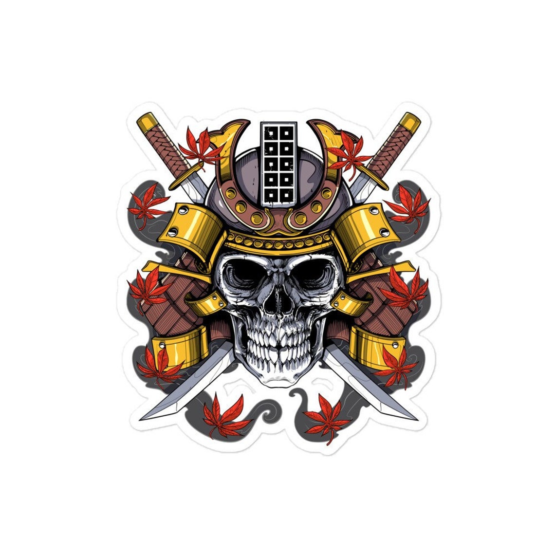 Samurai Warrior Skull Mask Sticker Japanese Martial Arts - Etsy