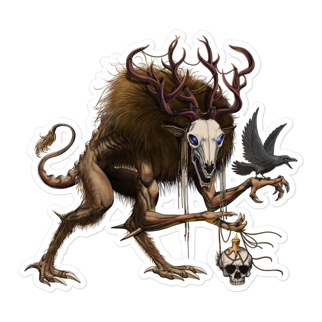 Wendigo Sticker - Cryptid Creature Sticker - Cryptozoology Stickers ...