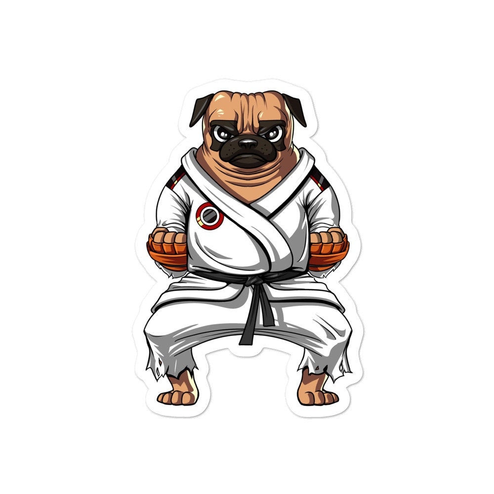 Pug Dog Karate Sticker - Funny Pug Ninja Vinyl Sticker - Karate Decals ...