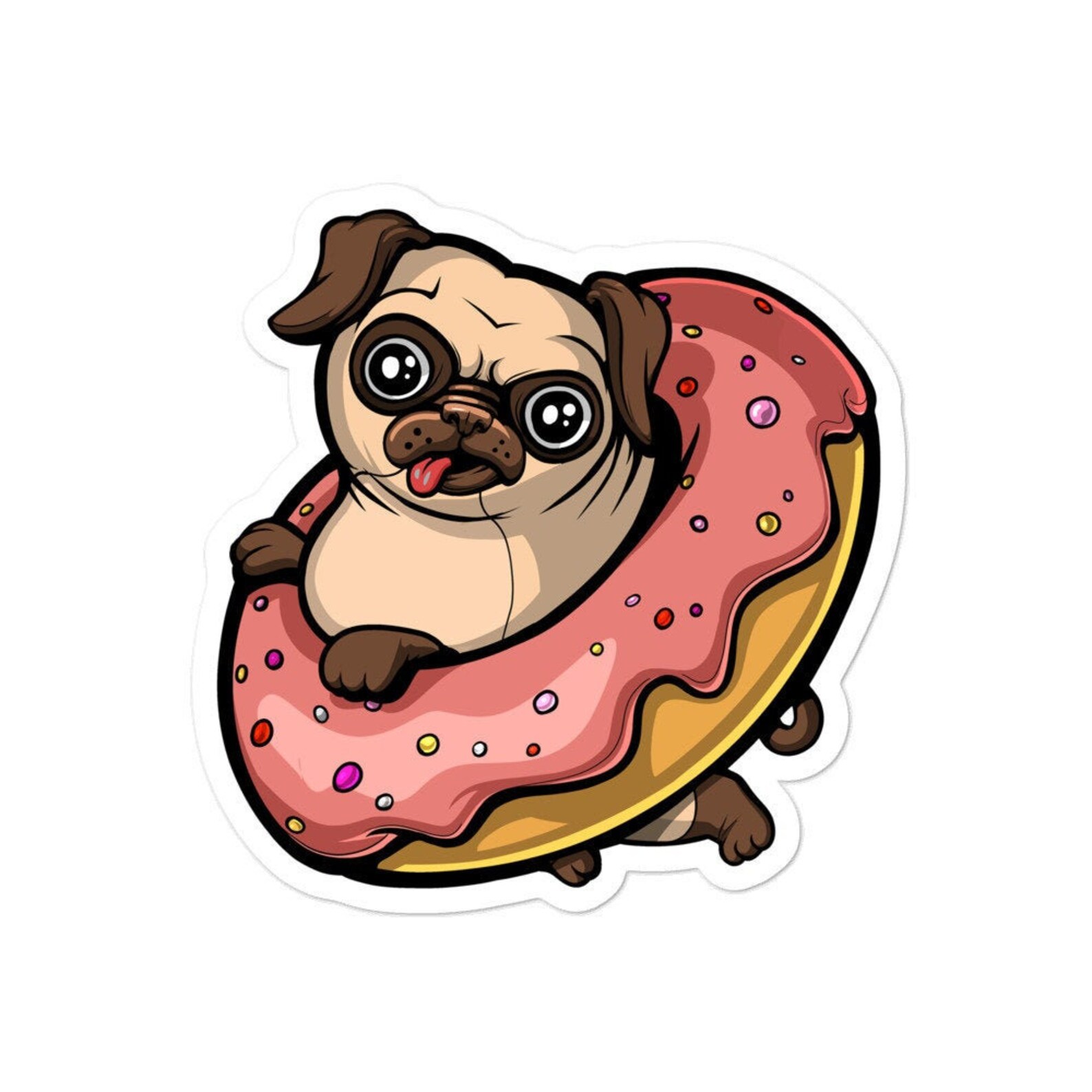Pug Dog Donut Vinyl Sticker Cute Pug Gifts Pug Lover Gifts - Etsy