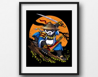 Panda Bear Samurai Warrior Sticker Funny Panda Ninja Boys - Etsy