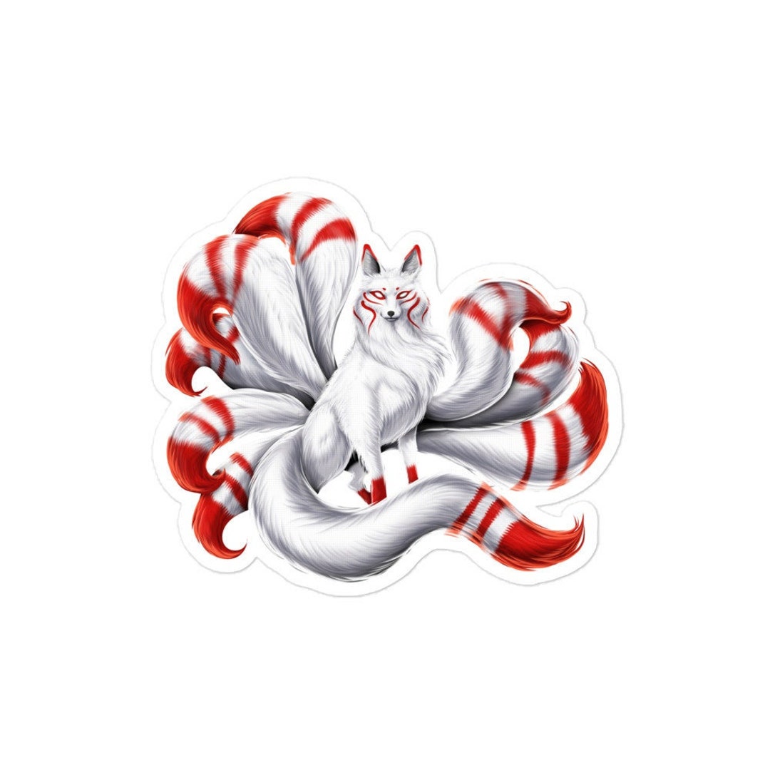Kitsune Sticker, Japanese Fox Sticker, Nine Tailed Fox Sticker ...