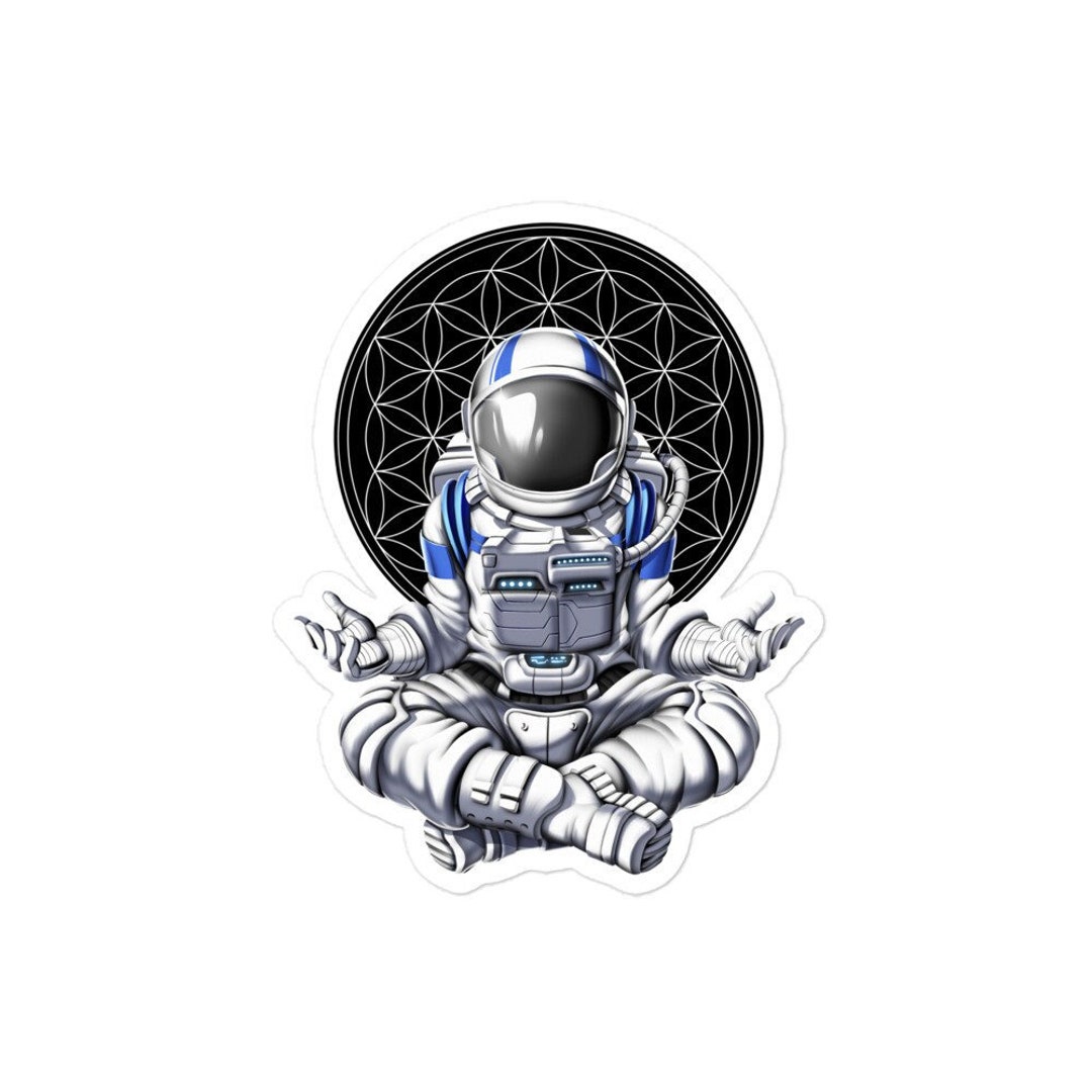 Astronaut Meditation Sticker, Zen Yoga Decal, Flower of Life Decal ...