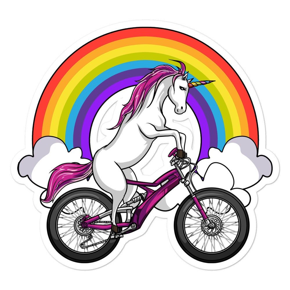 Unicorn Riding Bicycle Stickers Girls Unicorn Decals | Etsy