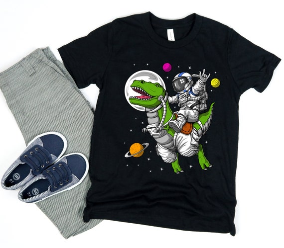 Space Astronaut Riding T-rex Dinosaur Kids Shirt Funny | Etsy