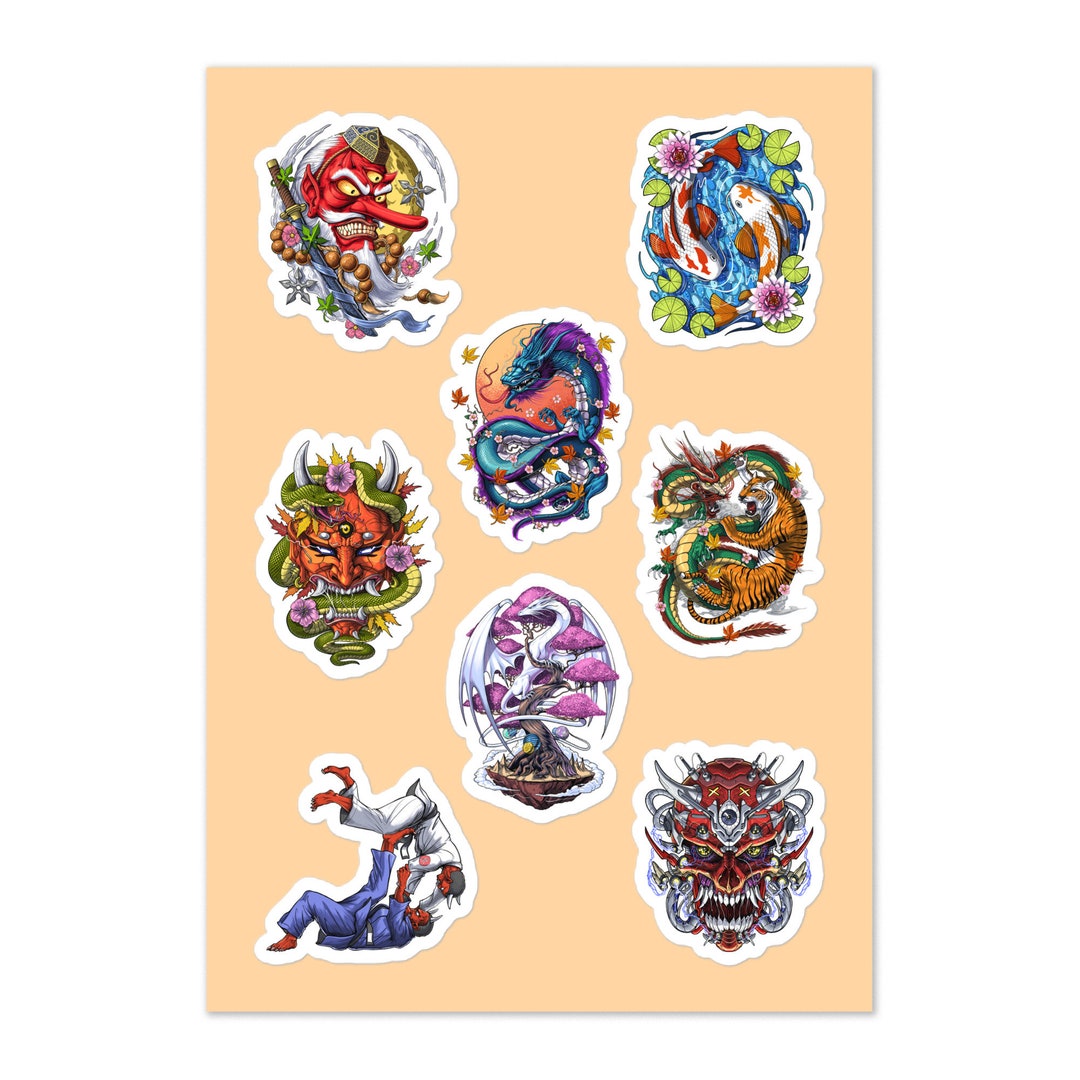 Japanese Dragon Sticker Sheet Demon Tengu Sticker Bundle Samurai ...