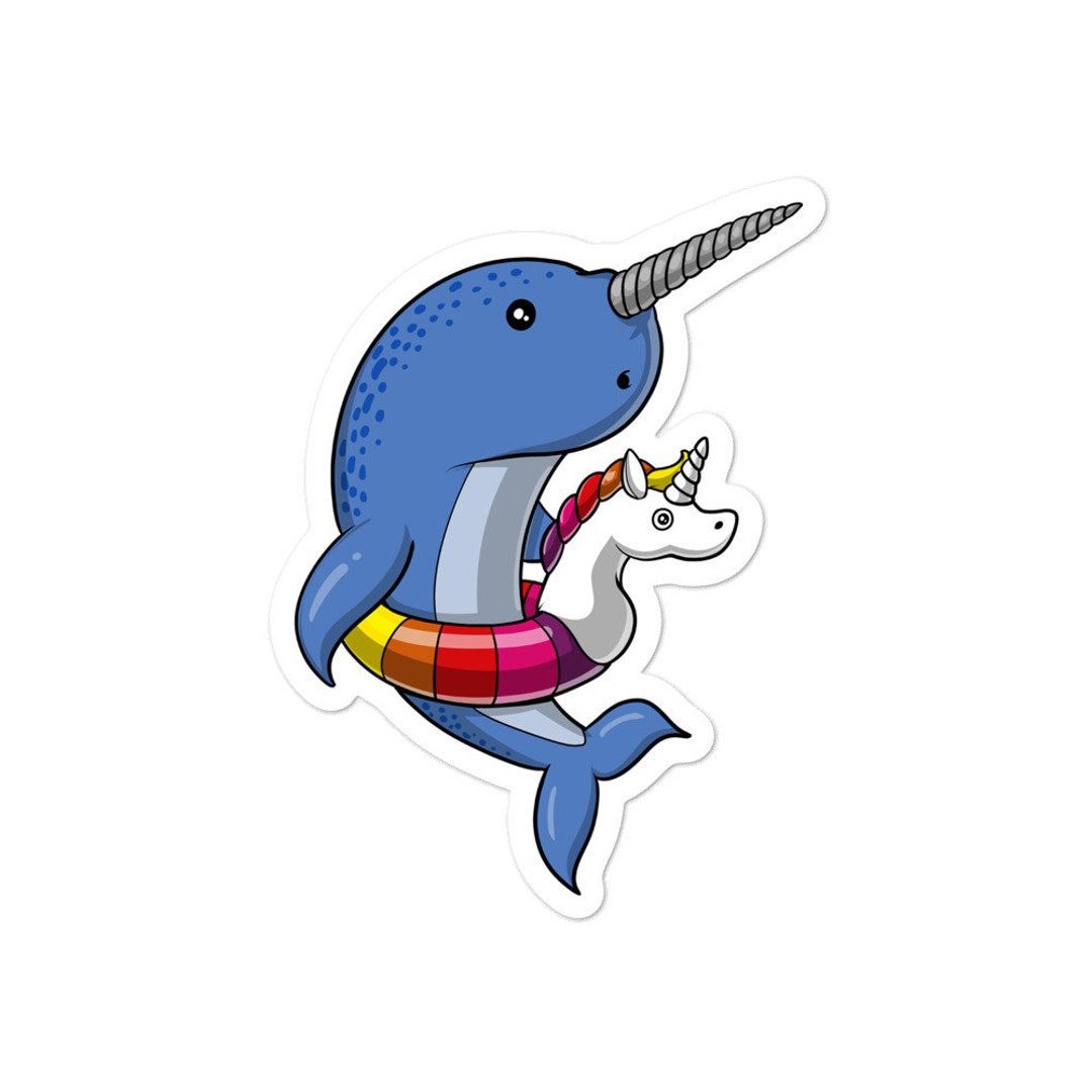 Narwhal Fish Riding Unicorn Float Sticker - Narwhal Decals - Funny ...