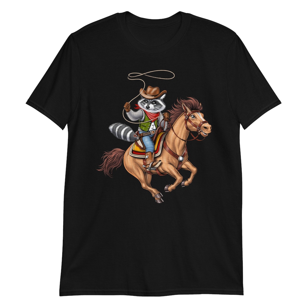 Raccoon Cowboy T-shirt, Rodeo Shirt, Western Shirts, Funny Raccoon Tee ...