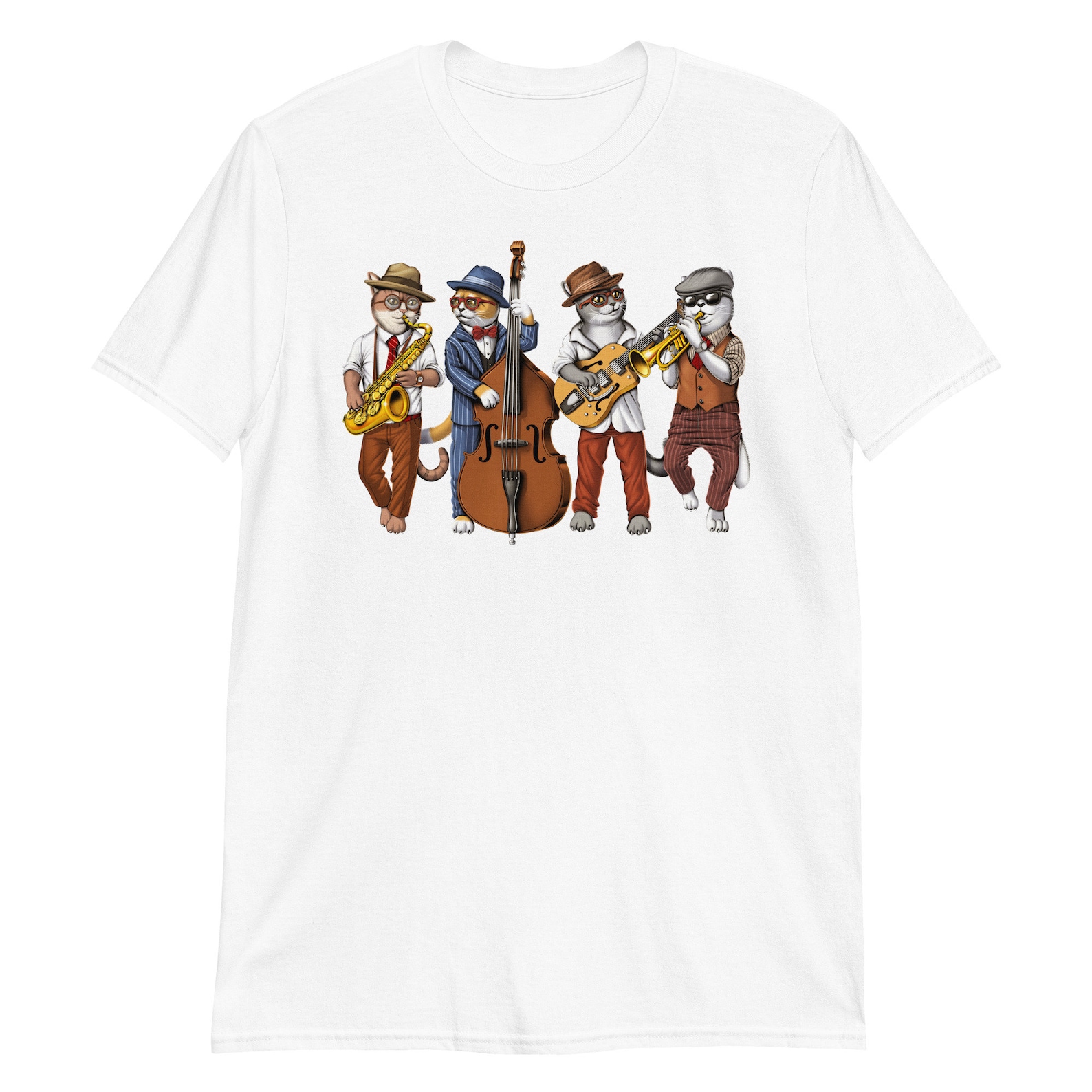 Cat Jazz Band T-shirt: Saxophone, Trumpet, Double Bass - Etsy