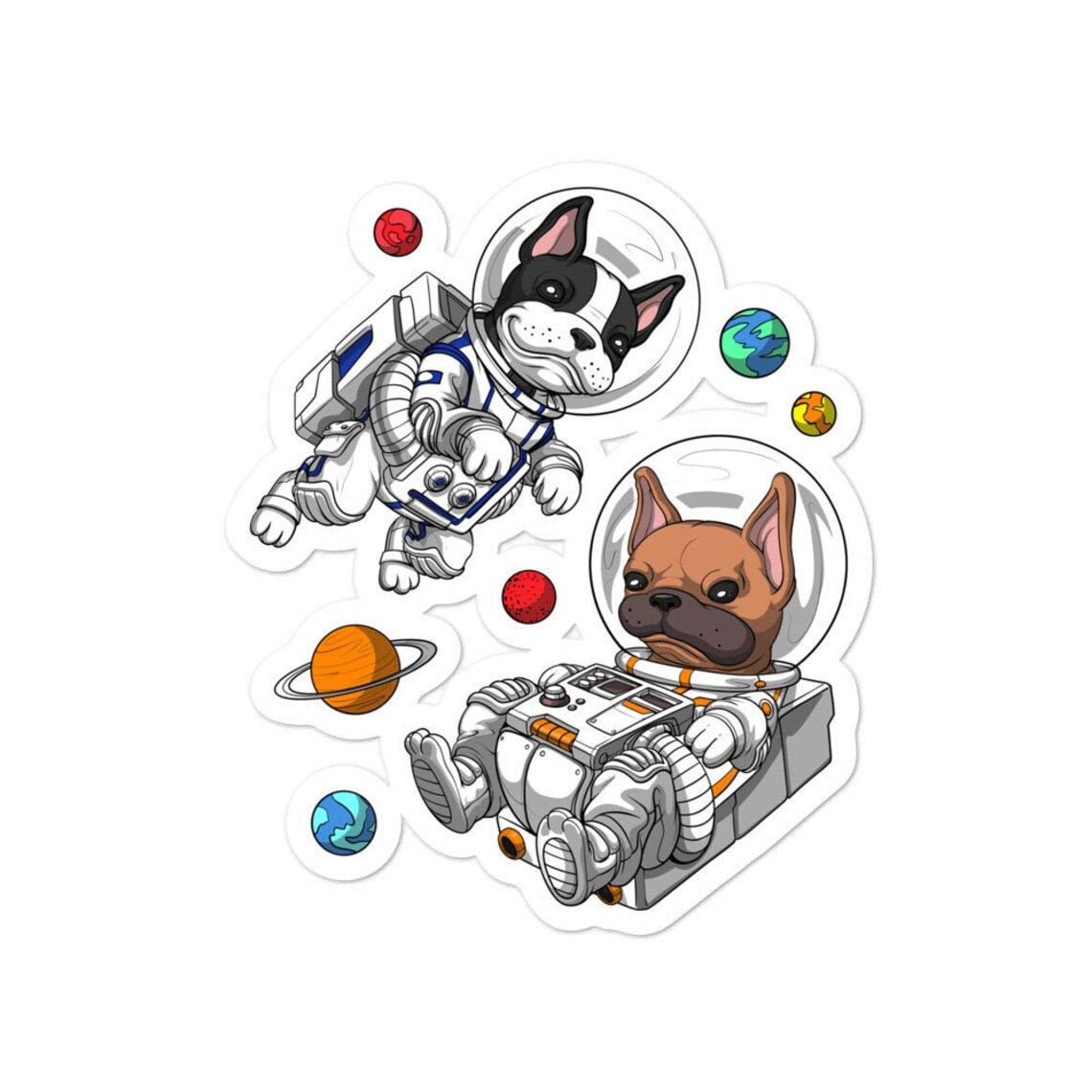 Space French Bulldog Astronaut Sticker - Funny French Bulldog Decals ...