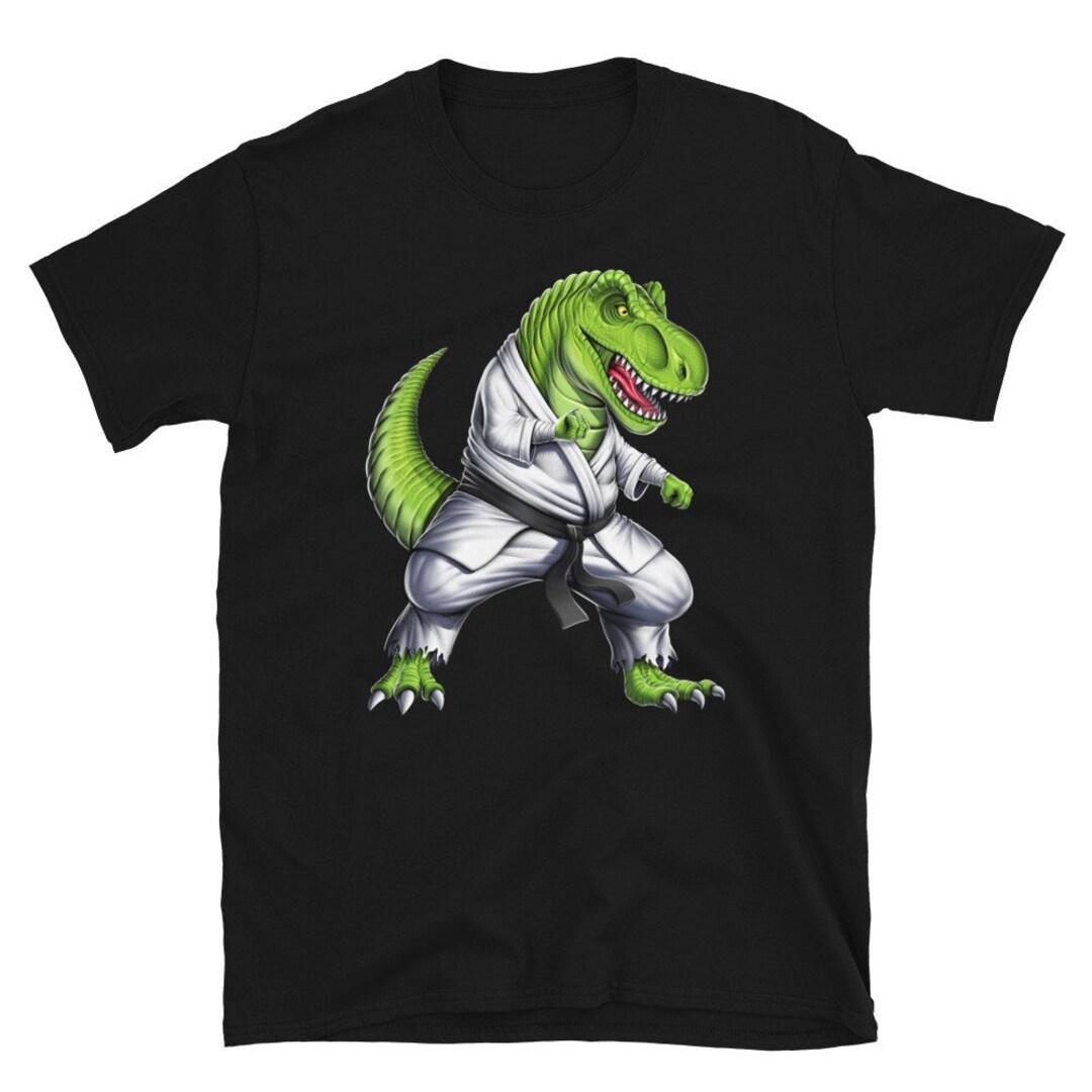 T-rex Dinosaur Karate Shirt, Mens Karate Tee, Jiu Jitsu Shirt, Martial ...