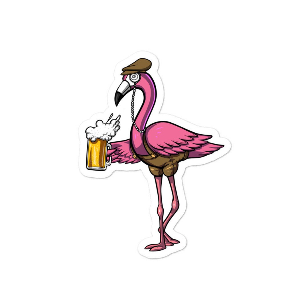 Flamingo Bird Beer Party Sticker - Flamingo Lover Gifts - Funny ...
