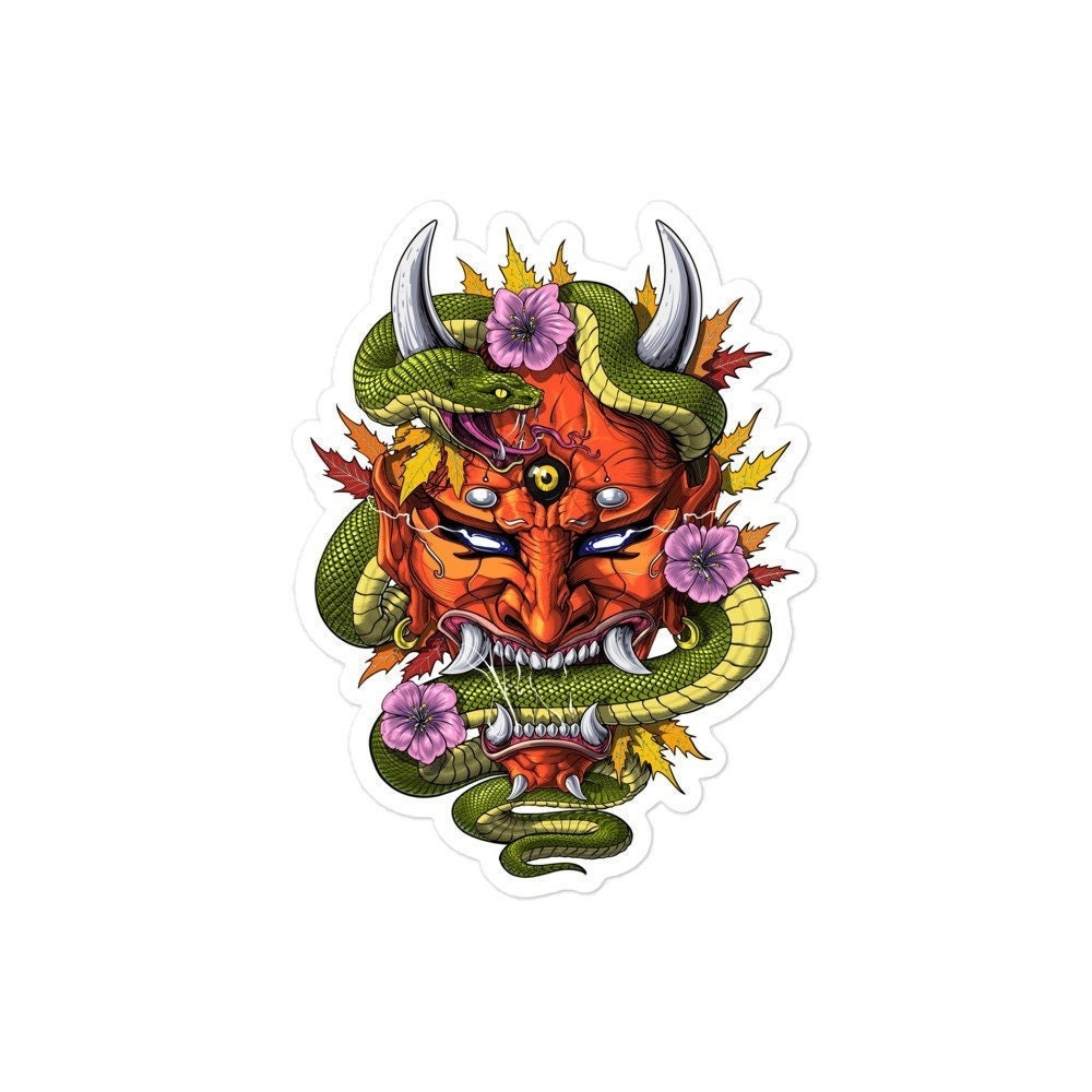 Japanese Demon Mask Sticker Ancient Japan Devil Sticker - Etsy
