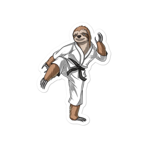 Sloth Karate Sticker Funny Kickboxing Sticker Kung Fu - Etsy