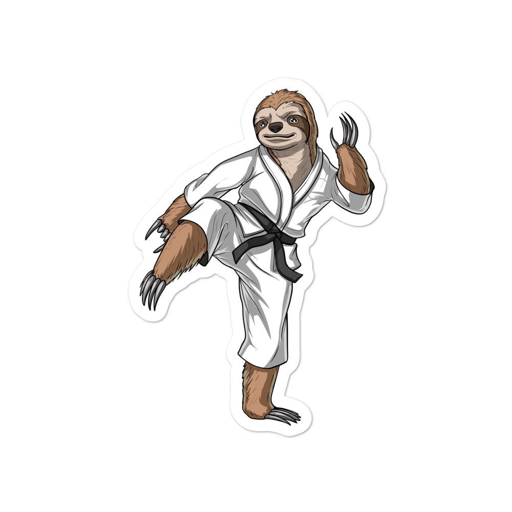 Sloth Karate Sticker Funny Kickboxing Sticker Kung Fu - Etsy