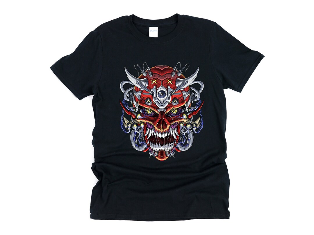 Japanese Demon Skull Shirt, Japanese Devil Tee, Samurai Clothing ...