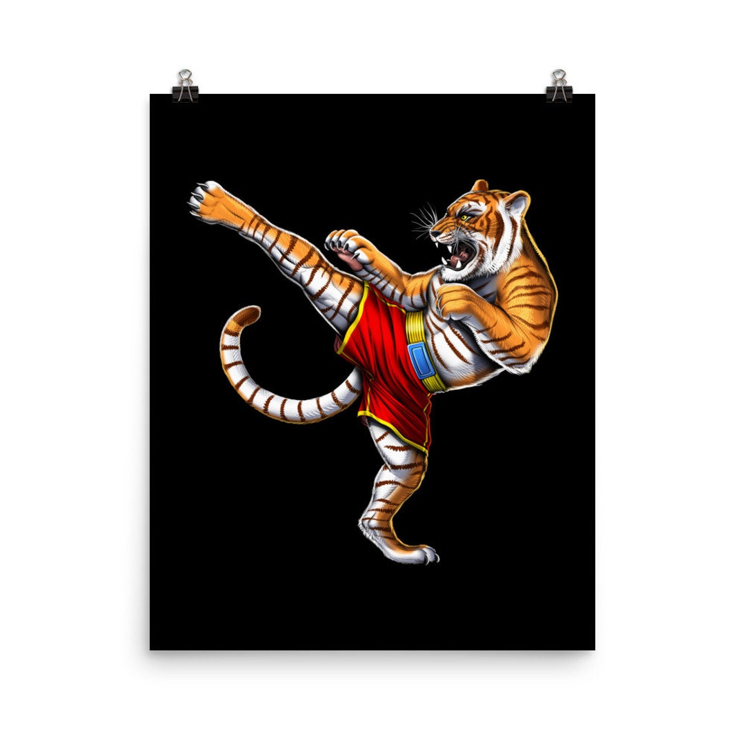 Tiger Muay Thai Fighter Poster, Kickboxing Art Print, Thai Boxing ...