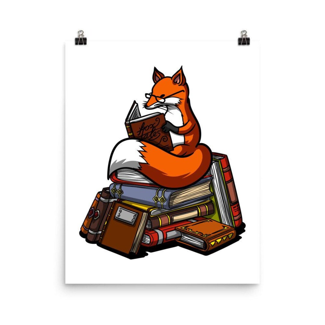 Fox Reading Book Poster - Fox Art Print - Fox Wall Decor - Cute Fox ...