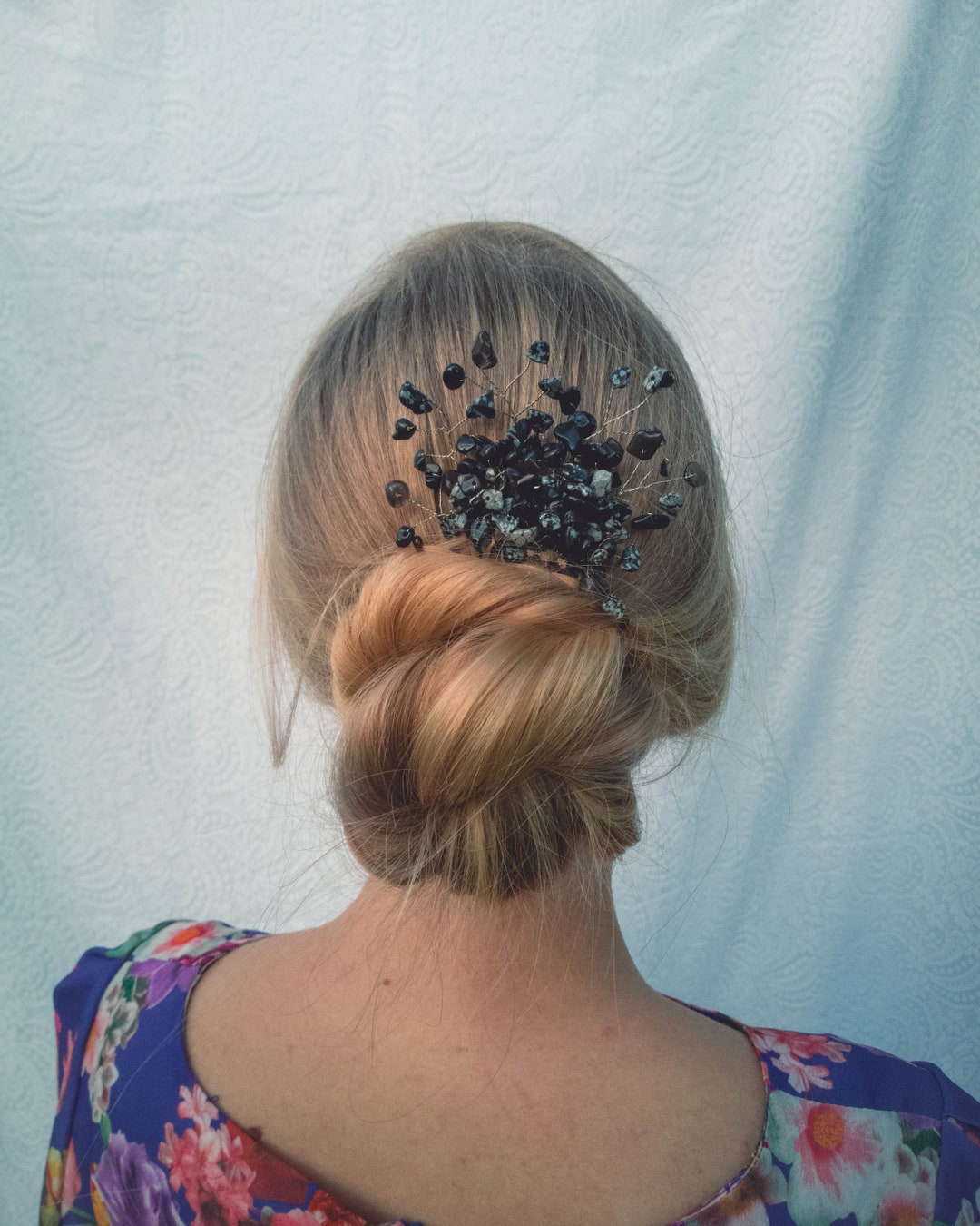 Grey Stone Hair Comb, Grey Silver Color Comb, Vintage Style, Dark ...