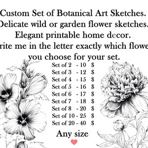 Custom Set of 10 Flowers From My Store JPEG Botanical Print | Etsy