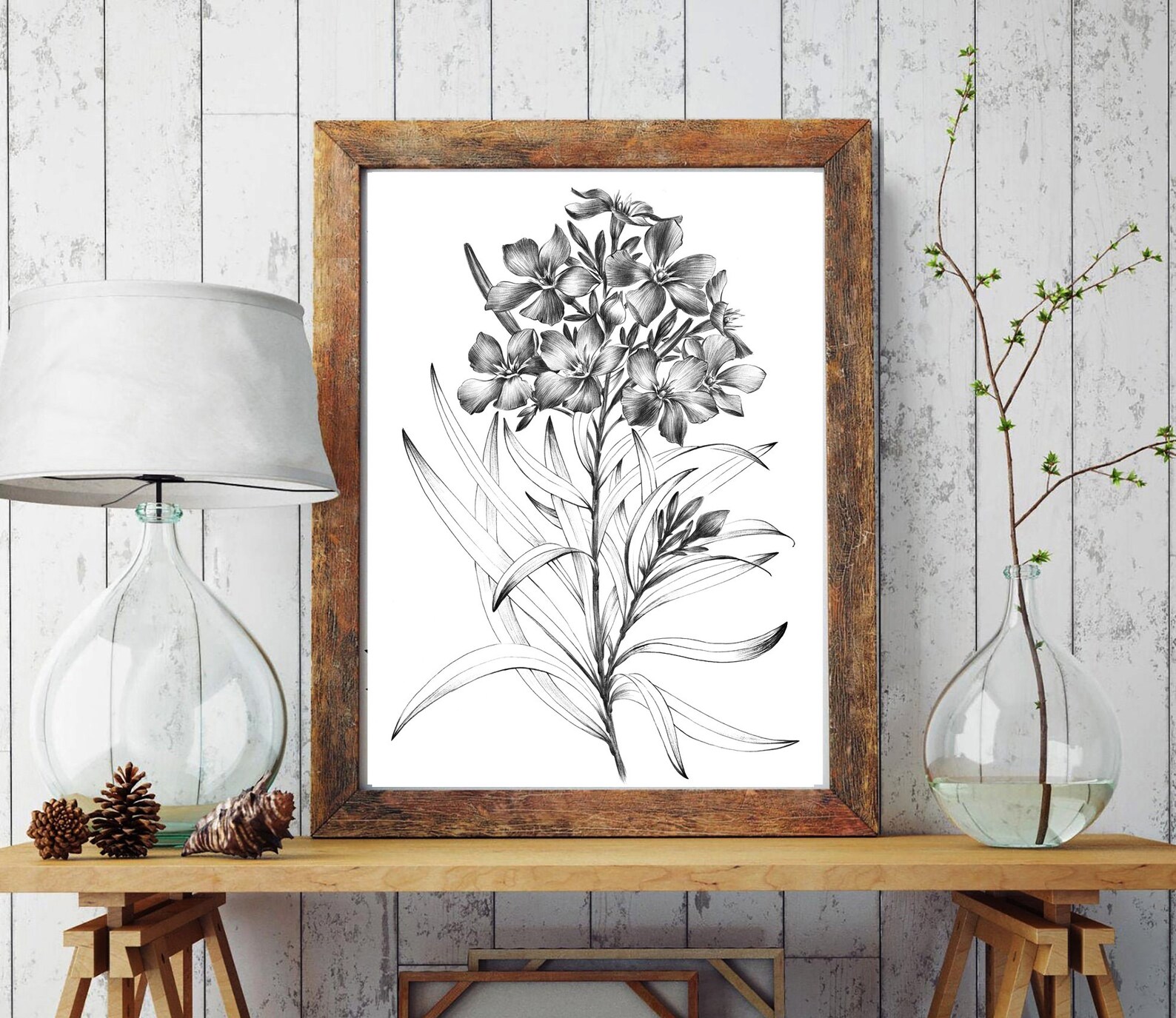 Oleander Sketch, Botanical Print, Digital File, JPEG, Hygge Print, A1 ...
